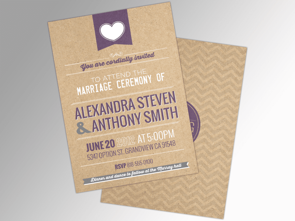 Brown Kraft Paper Invitations for Weddings & Birthdays